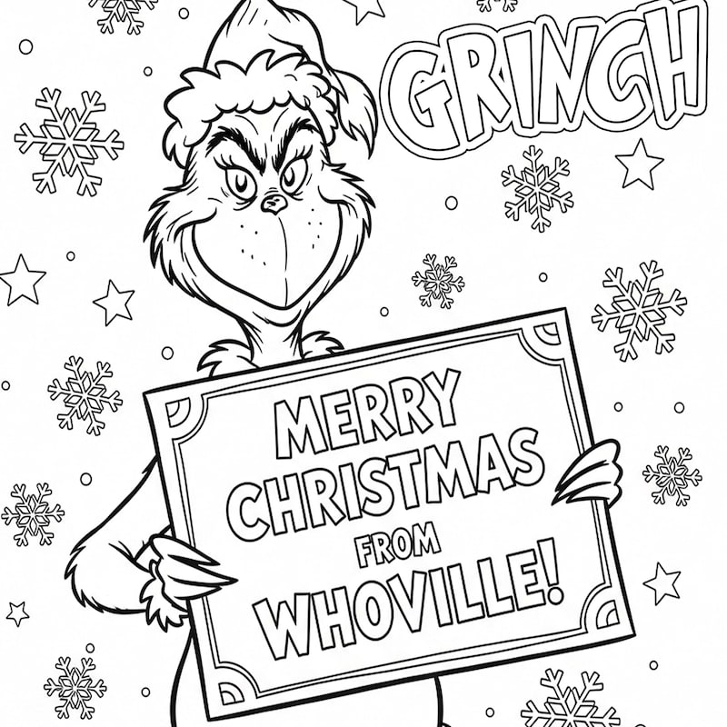 Grinch Christmas Colouring - Etsy UK