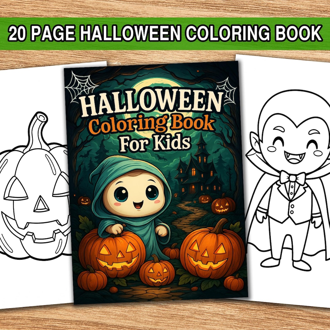 Halloween Coloring Pages for Kids, Cute Creatures (printable Digital ...