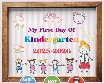 PRINTABLE 2024 Boho First Day of Kindergarten Sign, Aesthetic Back to ...