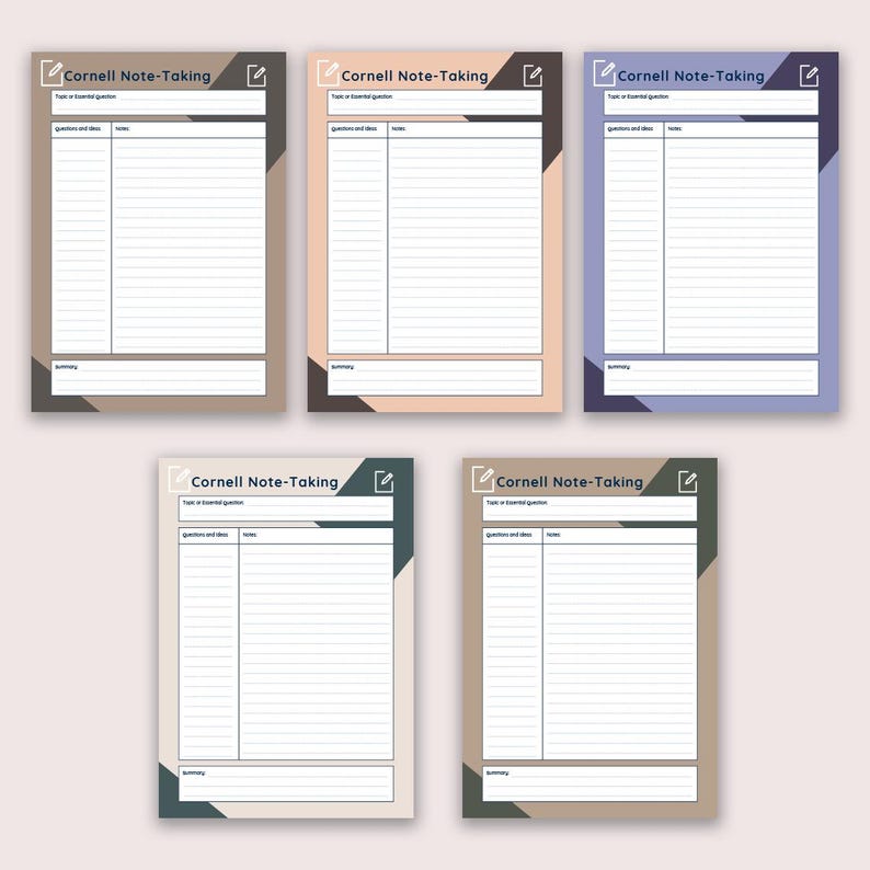 Printable Cornell Method Notes, Print at Home Cornell Note Taking ...