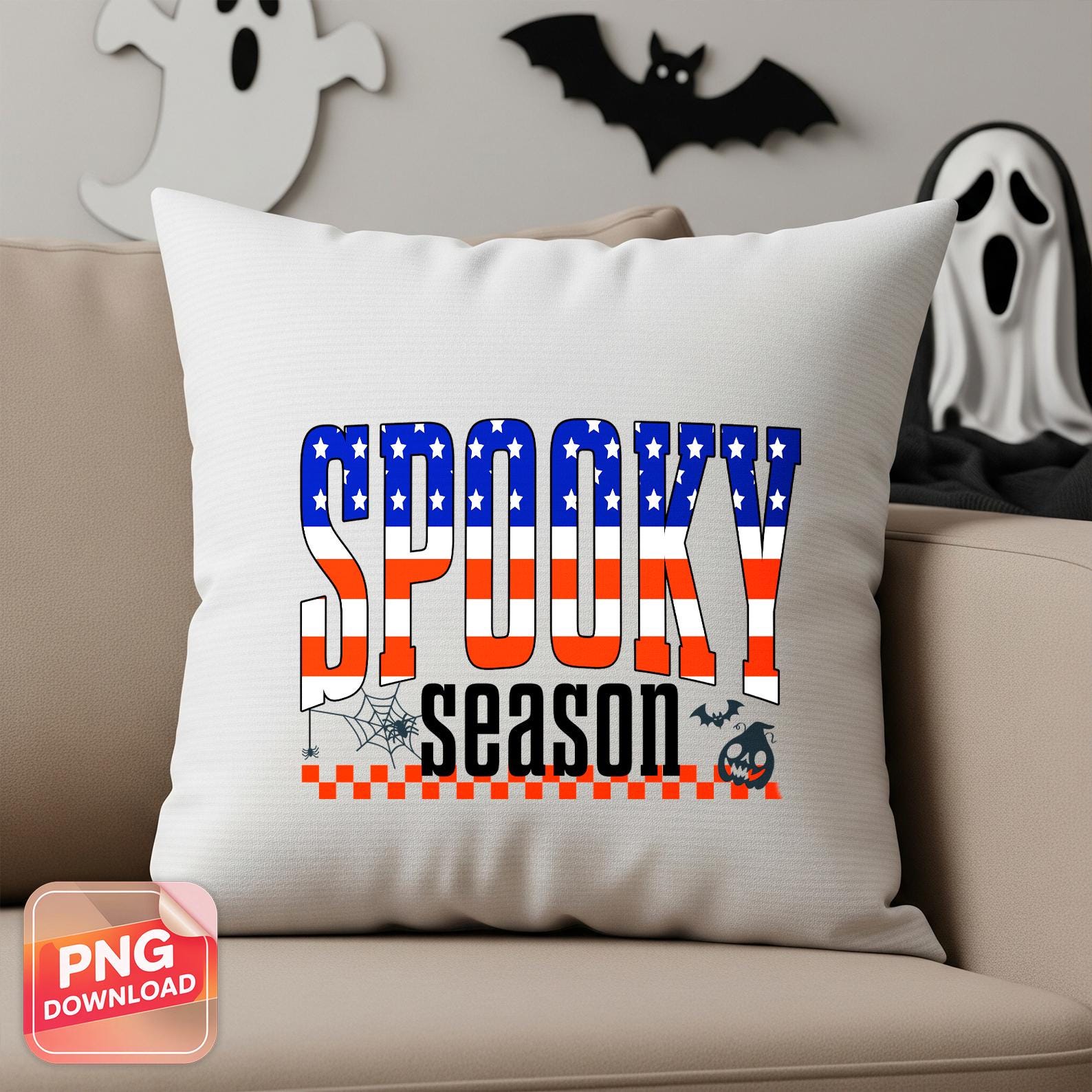 Retro Spooky American Flag PNG: Halloween Patriotic Sublimation ...