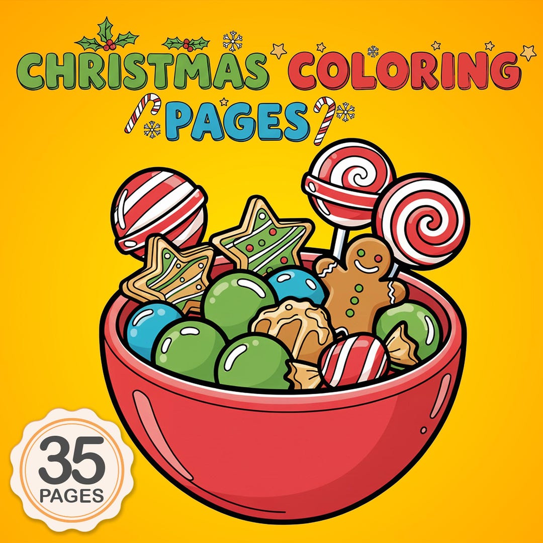 Cute Christmas Treats Coloring Pages, Cozy Holiday Coloring Book for ...