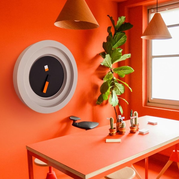Orange Clock - Etsy