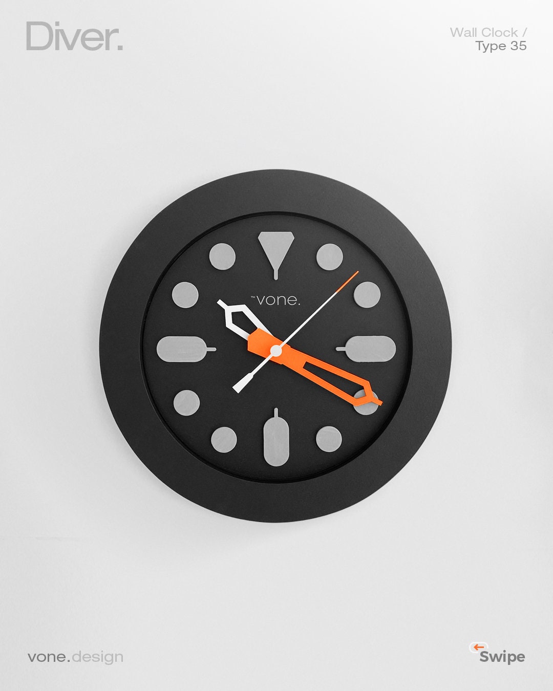 Sport Wall Clock, Diver's Watch Style and Handmade, Modern Unique ...