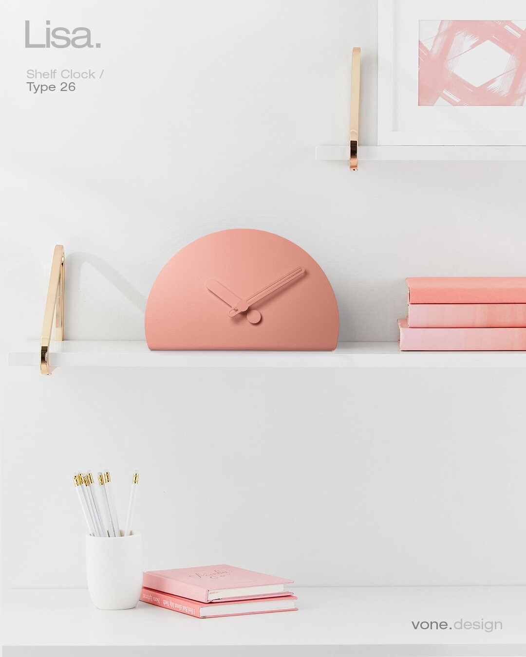 Minimal Metal Shelf Clock, Feminine Color Tone Clock, Original Design ...