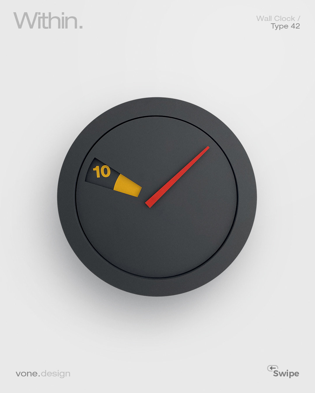 Modern Minimalist Wall Clock: Dark & Red Accent Clock - Etsy