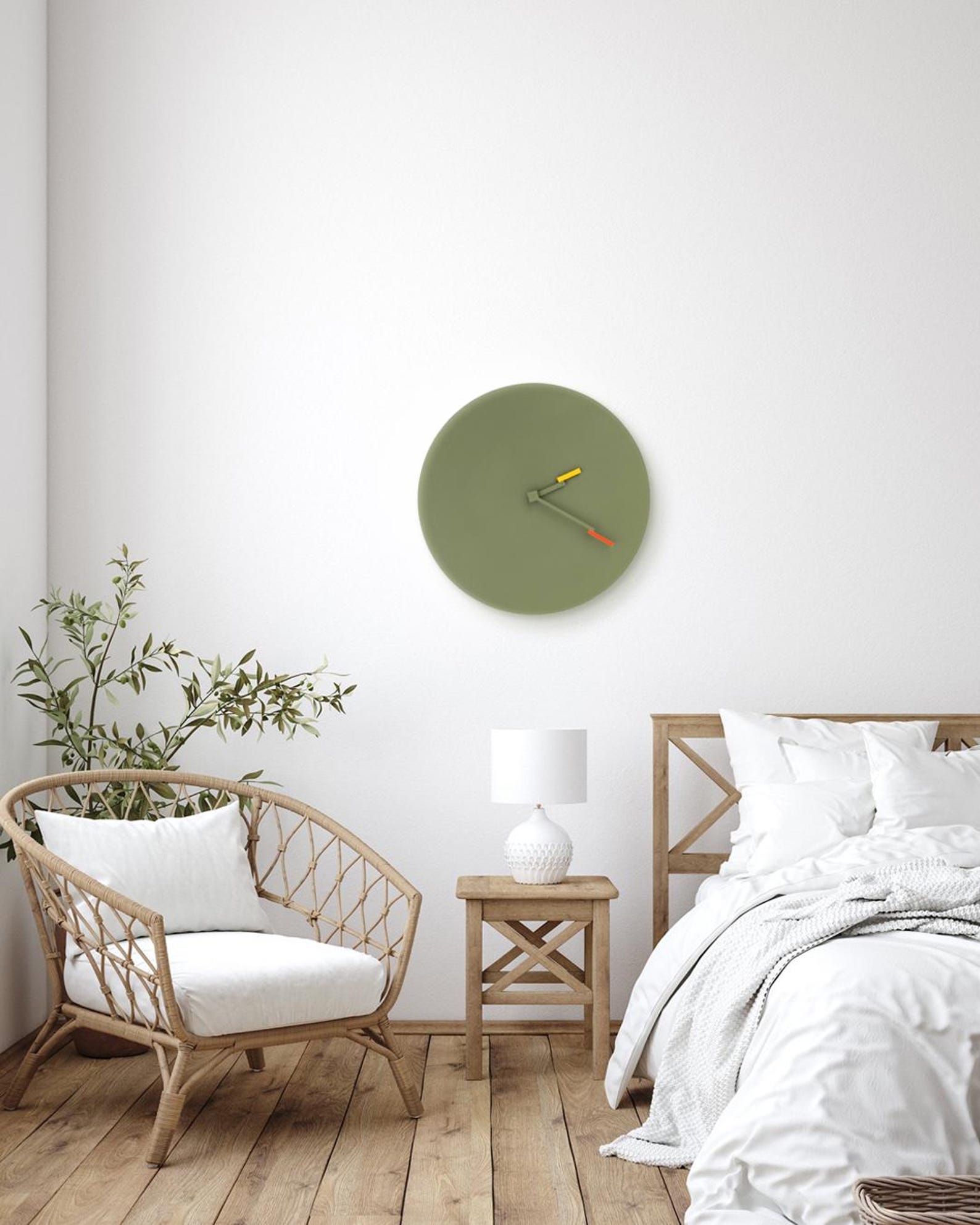 Green Wall Clock, Nordic Home Decor, Modern Minimalist & Unique ...