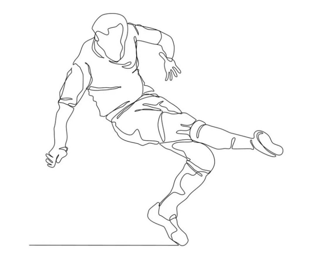 Draw a Continuous Line Football Player Kicks Image - Etsy