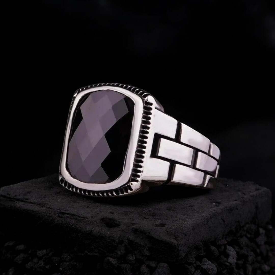 Black Onyx Ring, Men's Ring , Black Onyx Signet Ring, Black Stone Rings ...