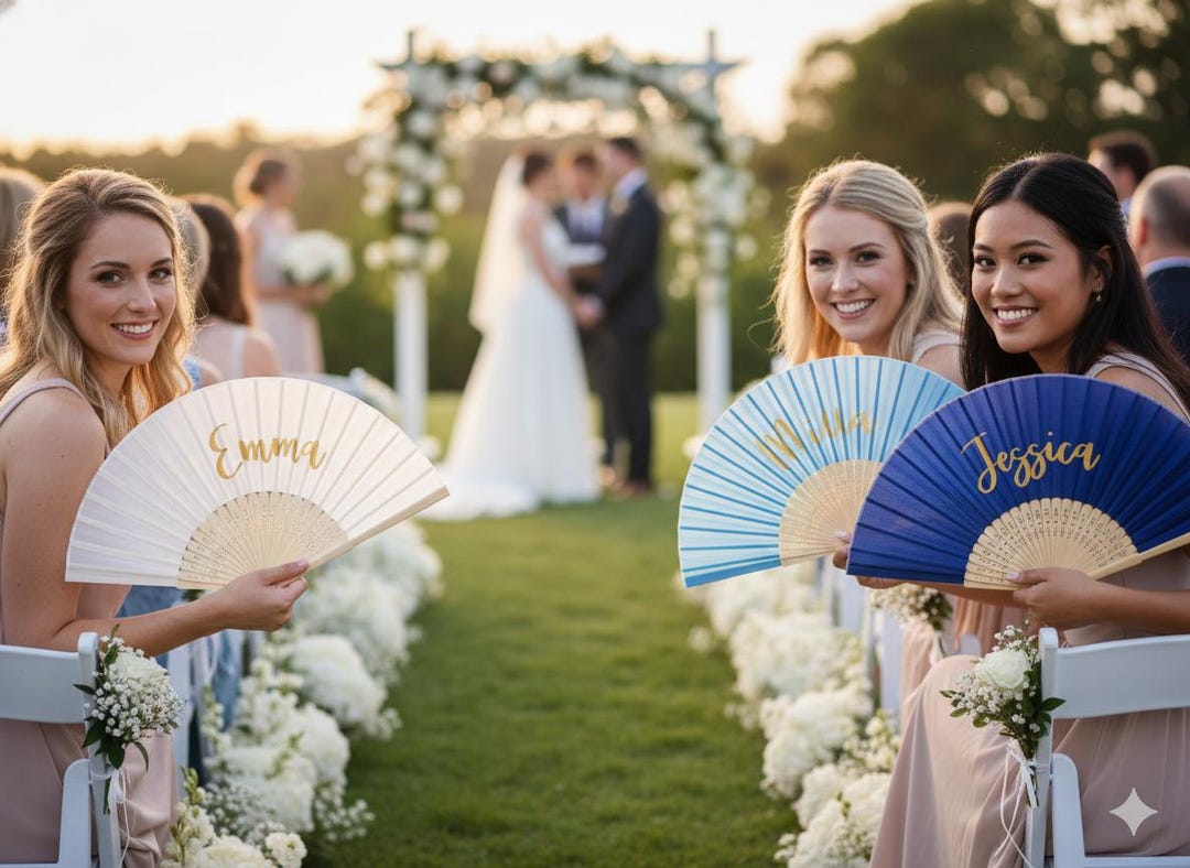 Personalised Wedding Hand Fans – Custom Folding Fans for Ceremony ...
