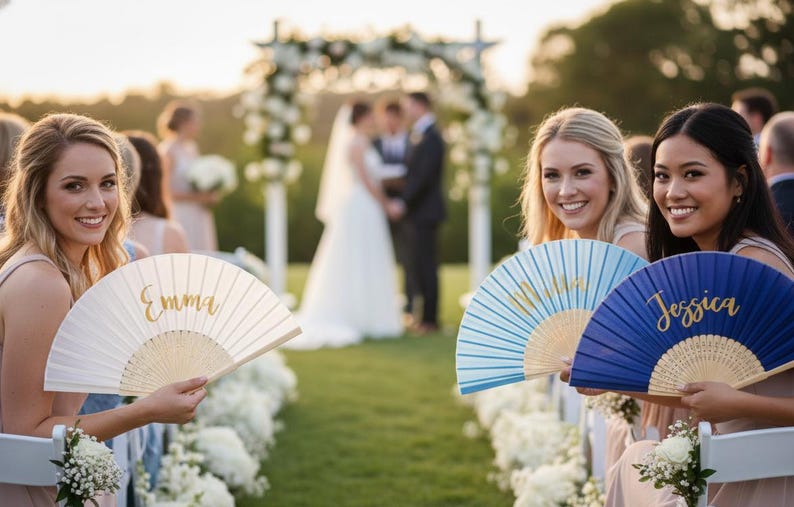 Personalised Wedding Hand Fans – Custom Folding Fans for Ceremony ...