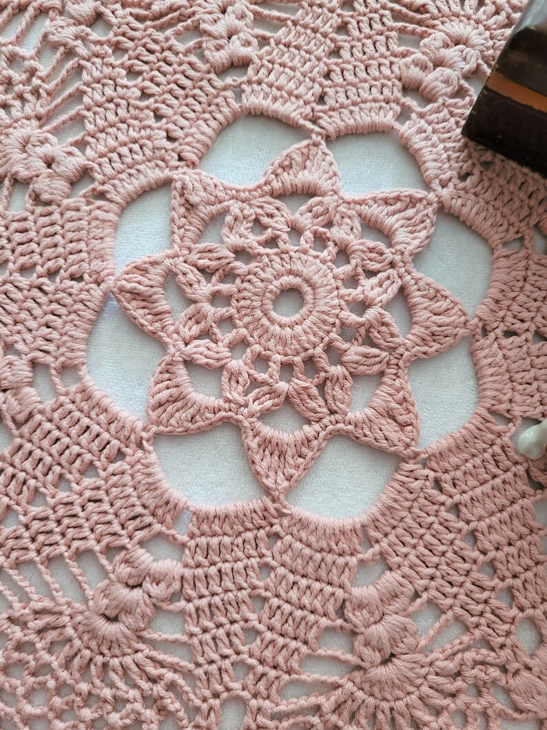Crochet Doily, 21 Inch Doily, Flower Doily, Crocheted Doily, Home ...