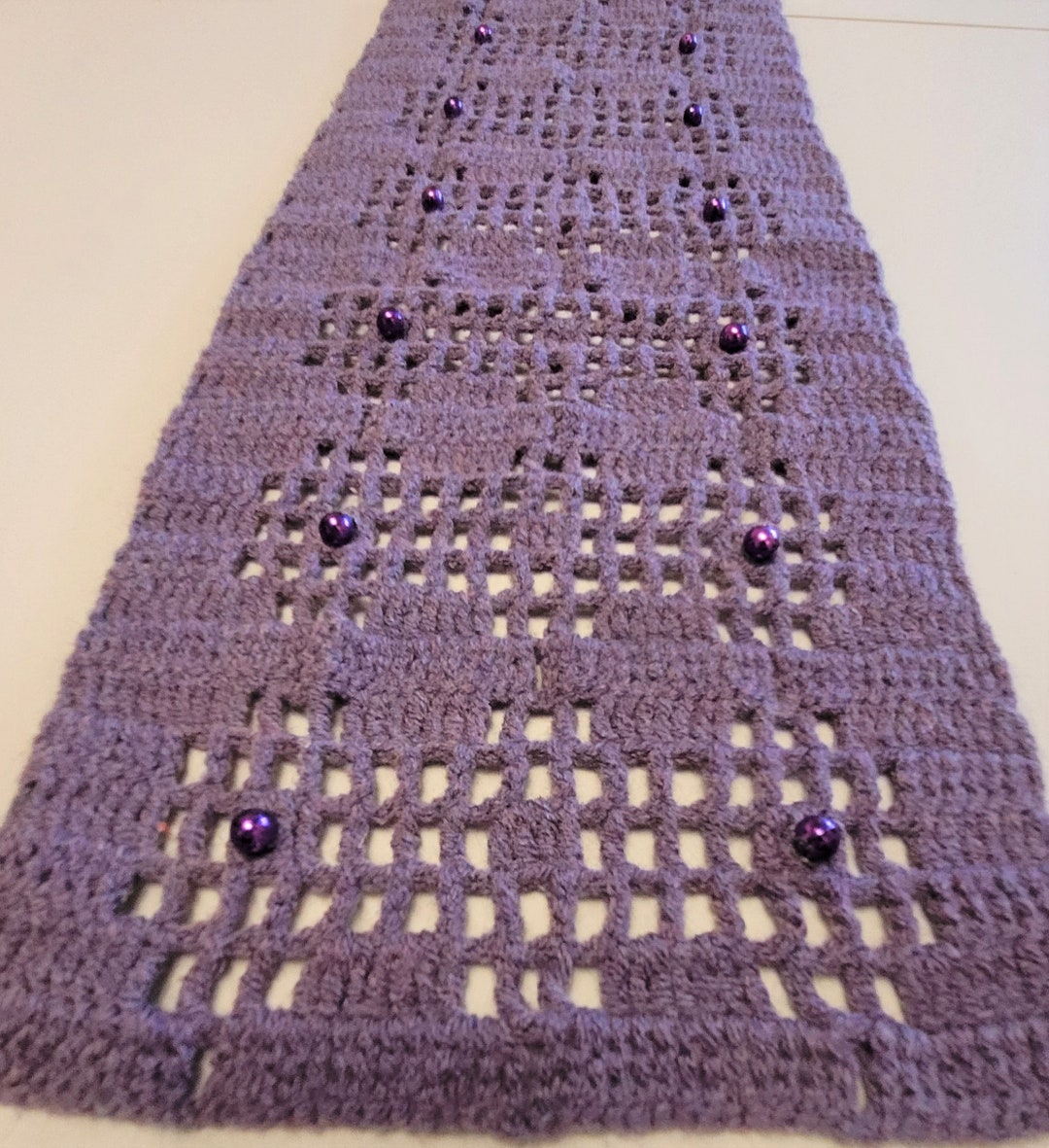 38 Inch Long Table Runner, Purple Doily, Table Decoration, Home Decor ...