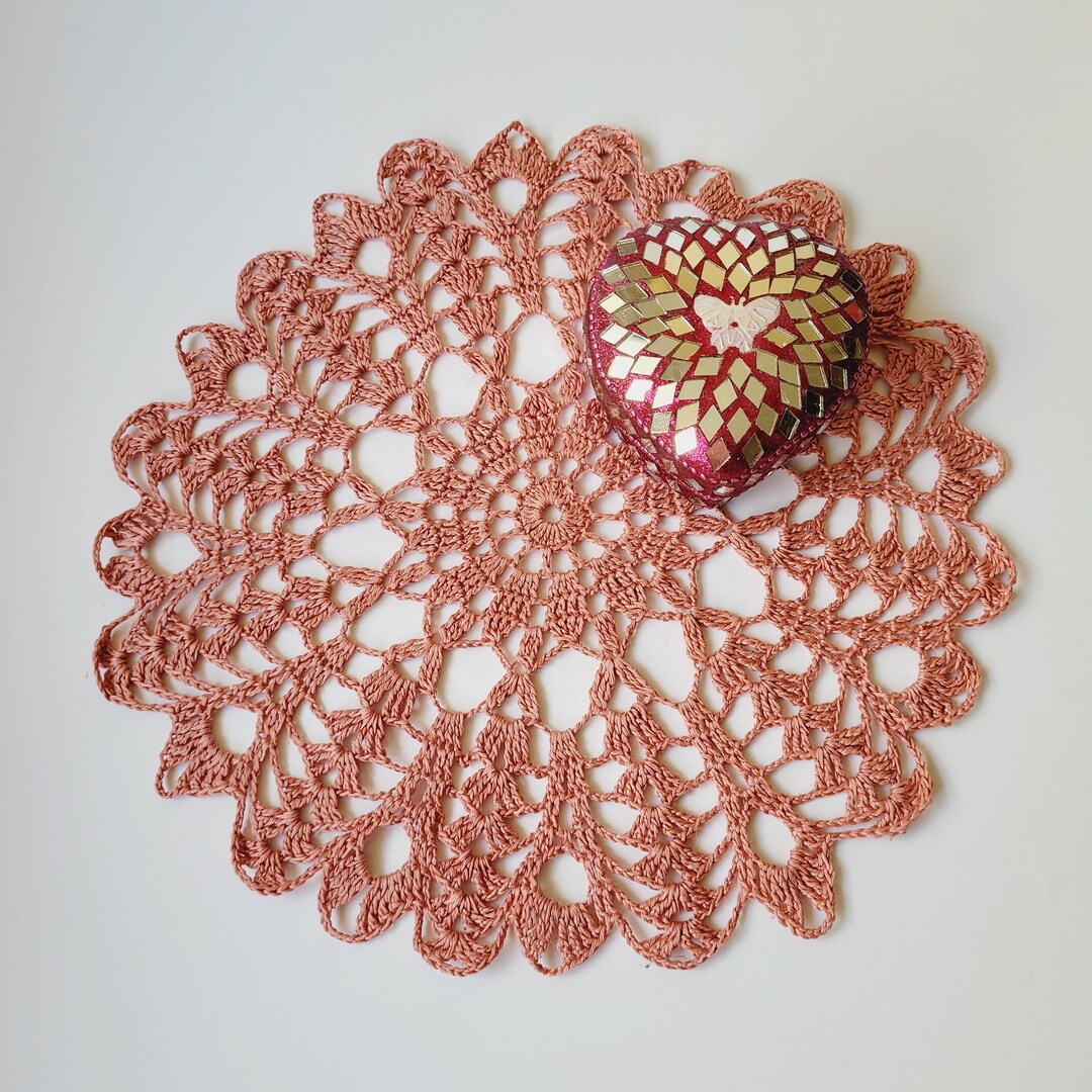 10 Inch Light Pink Doily, Flower Crocheted Doily, Home Decoration, Gift ...