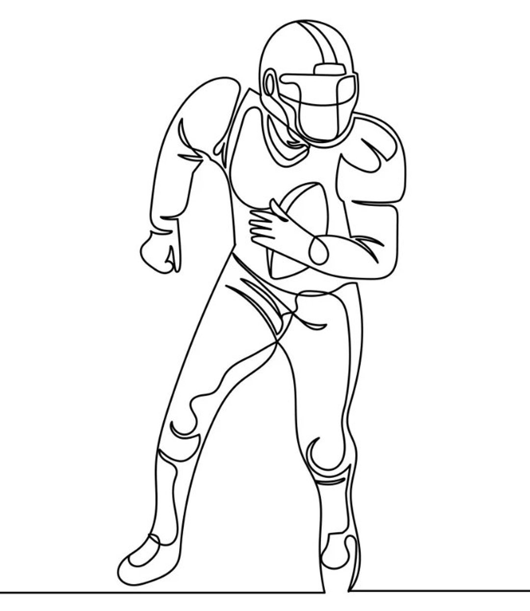 Continuous Line Drawing American Football Player Image - Etsy