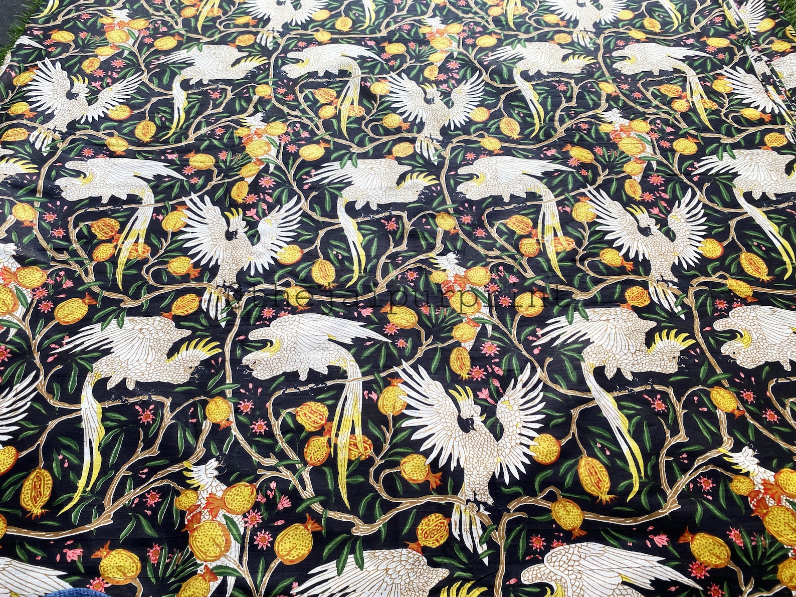 Tropical Parrot Fabric Panel White/black Exotic Birds With - Etsy