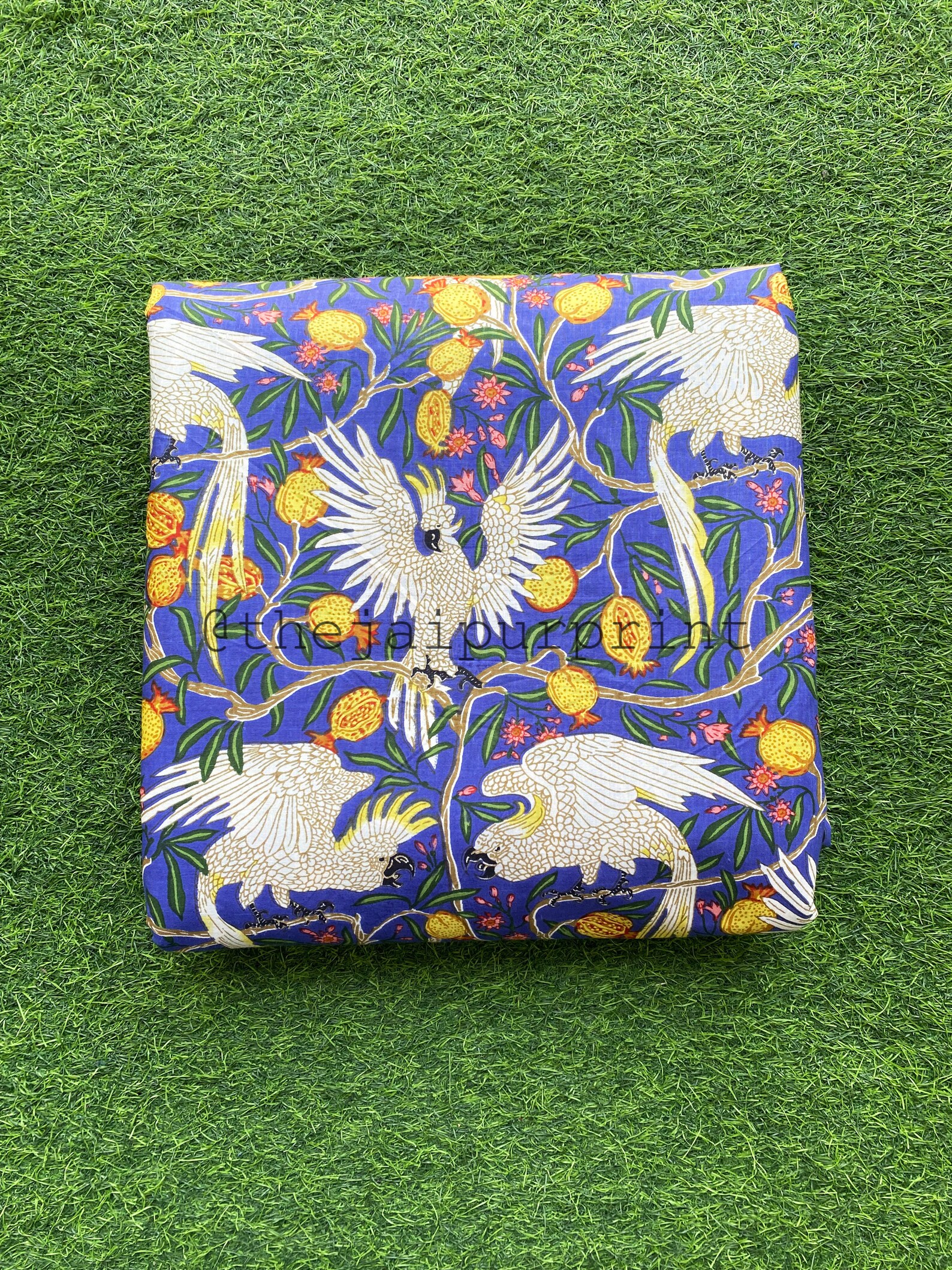 Tropical Parrot Fabric Panel White/black Exotic Birds With - Etsy