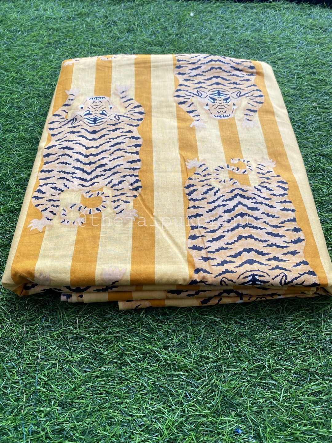 Yellow Stripe Tiger Cotton Fabric Tibetan Tiger Indian Pure - Etsy
