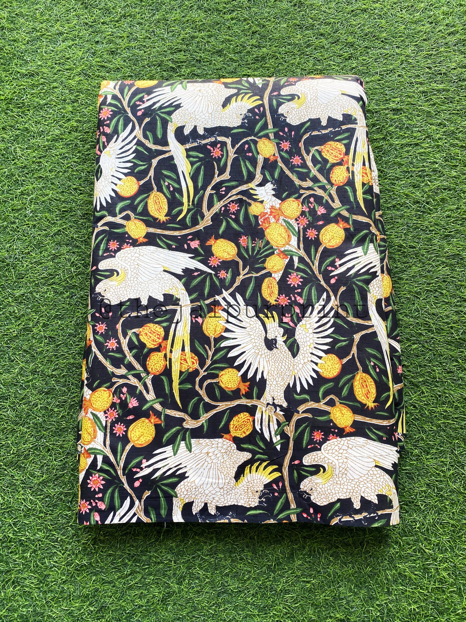 Tropical Parrot Fabric Panel White/black Exotic Birds With - Etsy