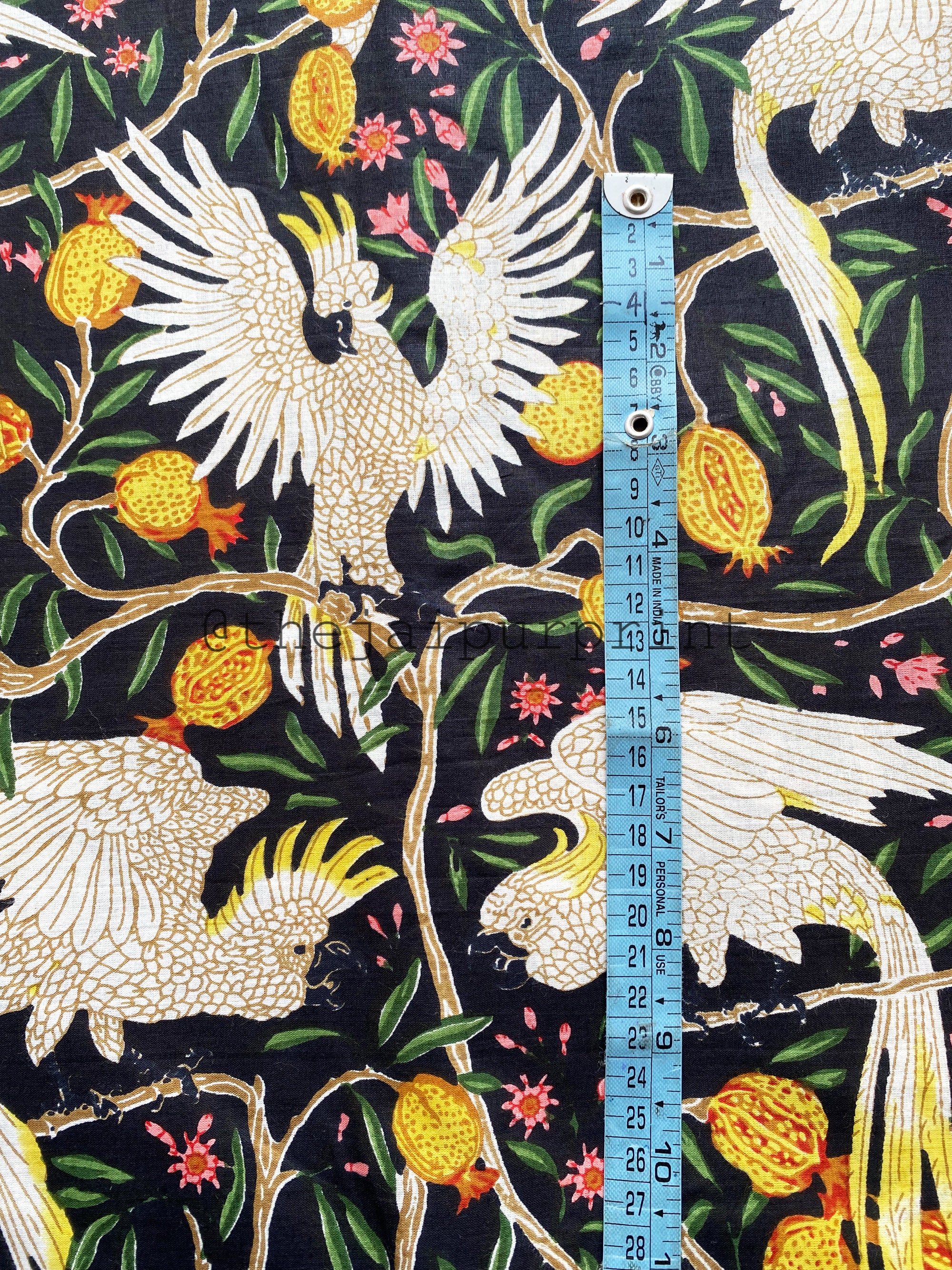Tropical Parrot Fabric Panel White/black Exotic Birds With - Etsy