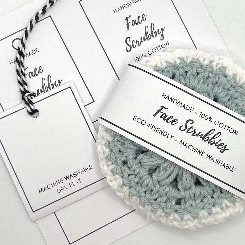 PRINTABLE Face Scrubbies Tags and Wraps. Crochet Tags for Handmade ...