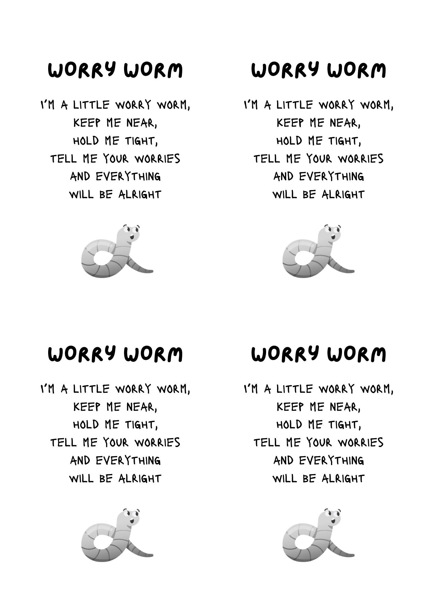 Printable Worry Worm Poem Tags: DIY Packaging Cards (A4 & US Letter) - Etsy
