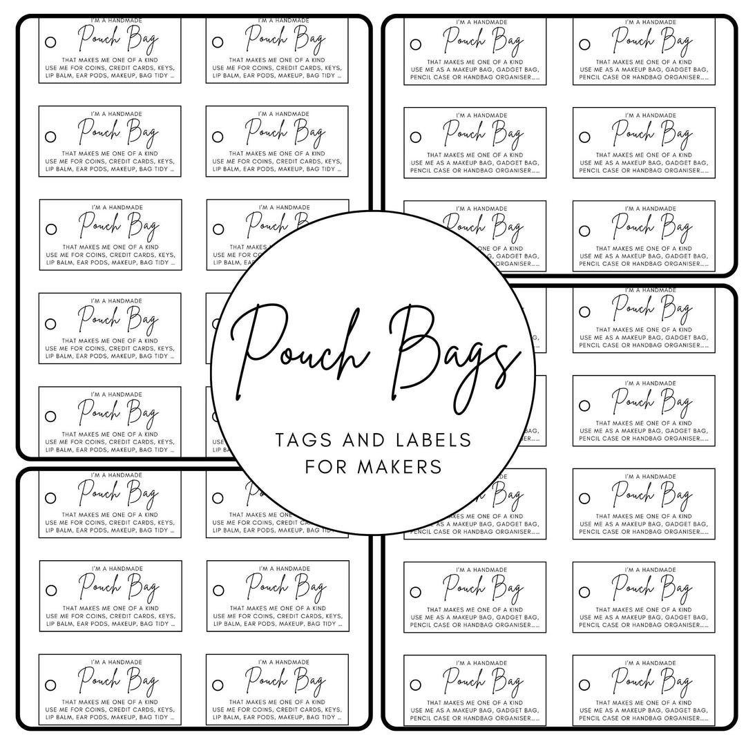 Printable Pouch Bag Tags: Handmade Bag Labels (PDF Pattern) - Etsy