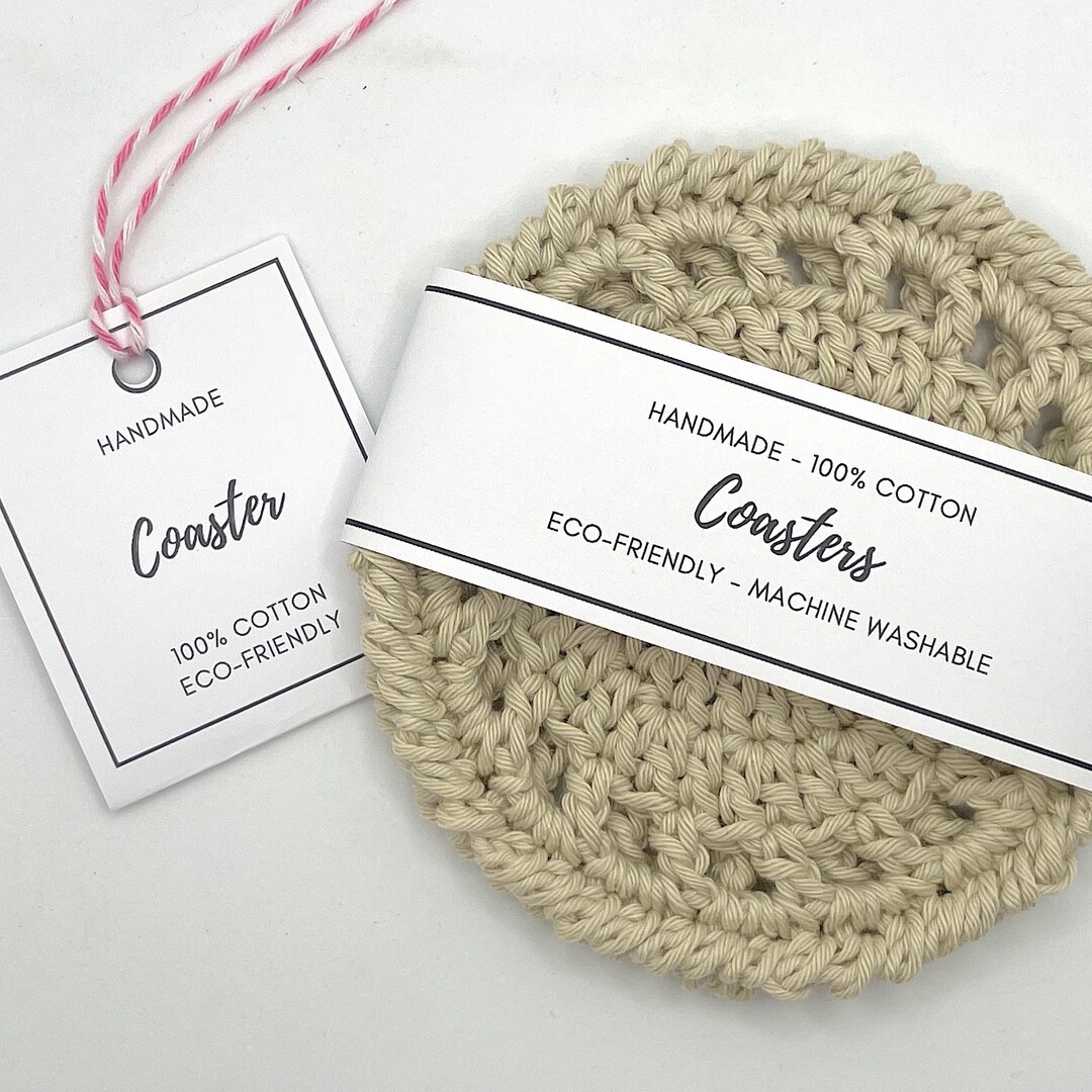 PRINTABLE Coaster Tags and Coaster Wraps. Crochet Tags for Handmade ...