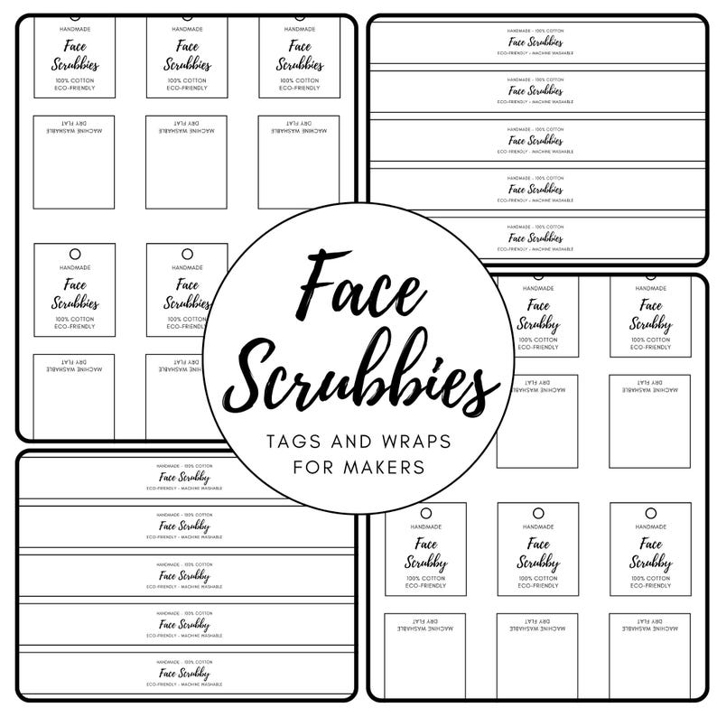 PRINTABLE Face Scrubbies Tags and Wraps. Crochet Tags for Handmade ...