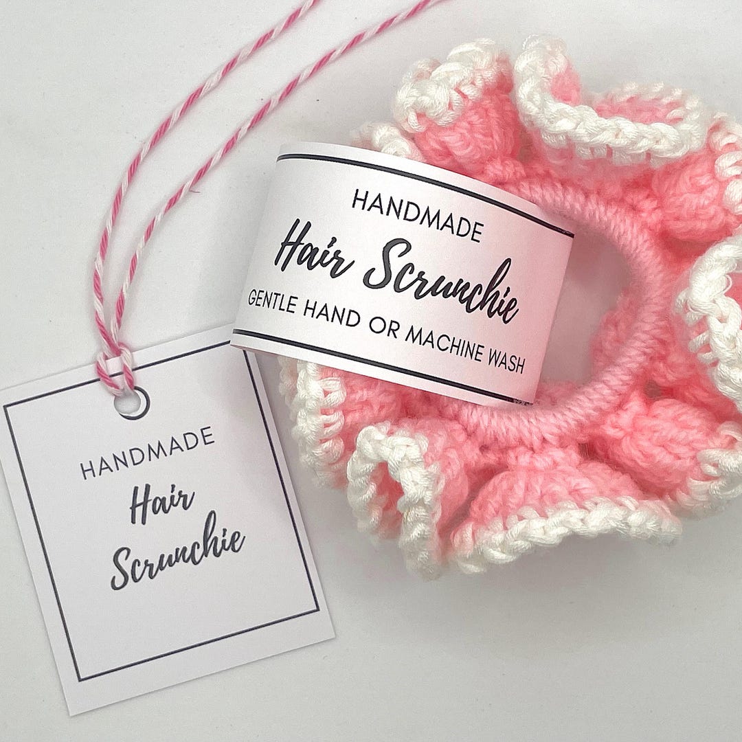 PRINTABLE Hair Scrunchie Tags and Wraps. Tags for Handmade Items ...