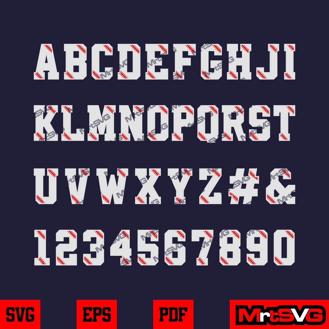 Baseball Numbers Letters, Baseball Font Svg, Baseball Team Svg ...