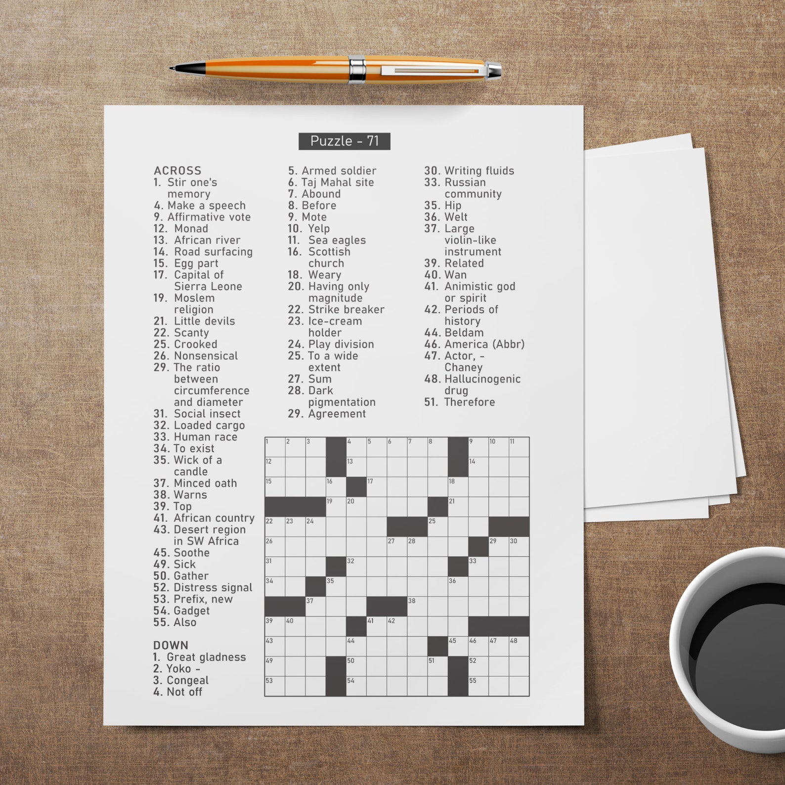 Printable Crossword Puzzles for Adults & Seniors: Large Print Games ...