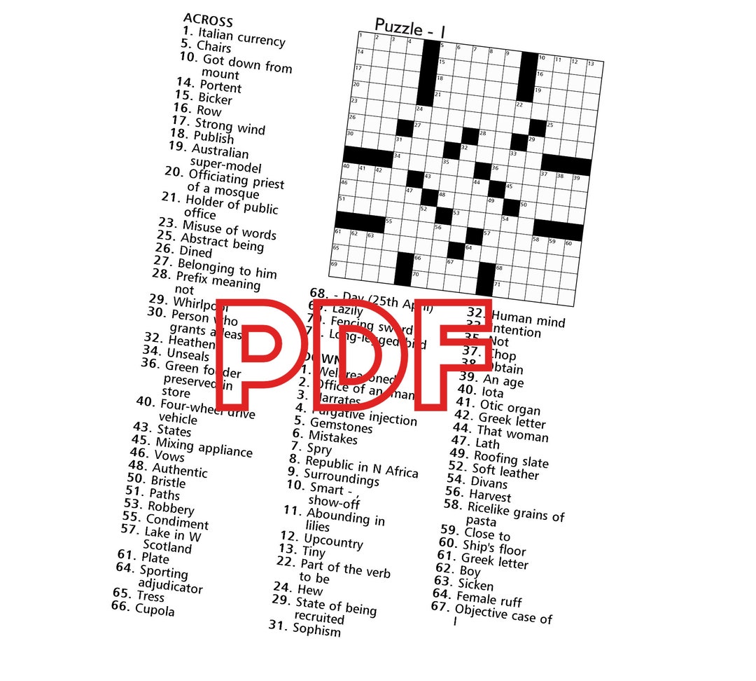 Digital Download 100 Printable Crossword Puzzles for Adults, Fun ...