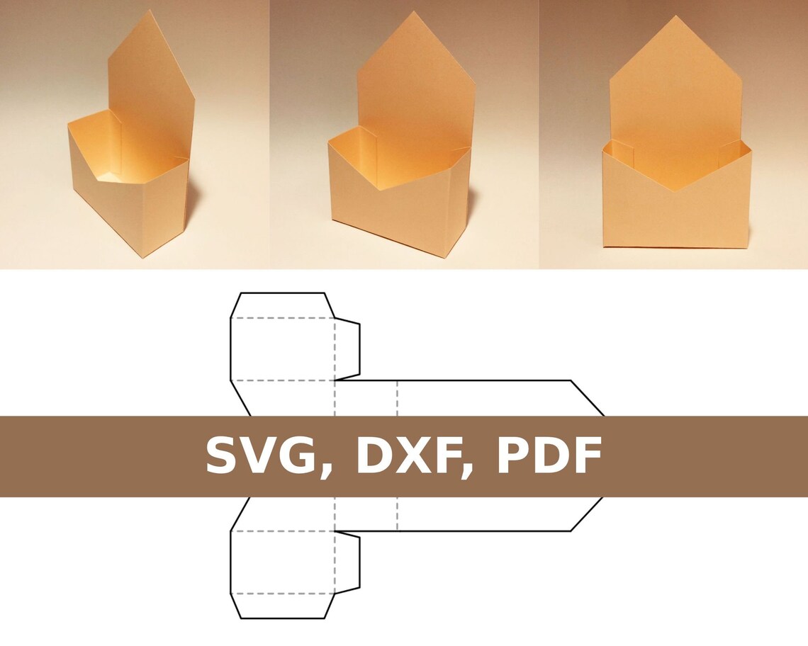 Envelope Flower Gift Box, Envelope Flower Box Template, Envelope Gift ...