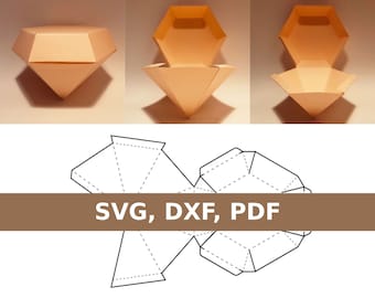 Diamond Shape Printable Gift Box Template PDF Digital File Instant ...