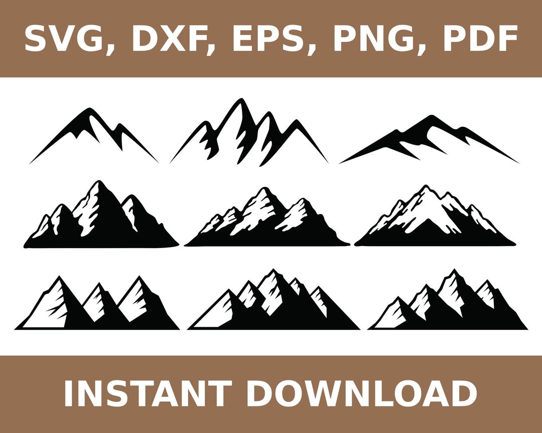 Mountain Svg, Peak Svg, Mountain Dxf, Mountains Dxf, Mountain Template ...