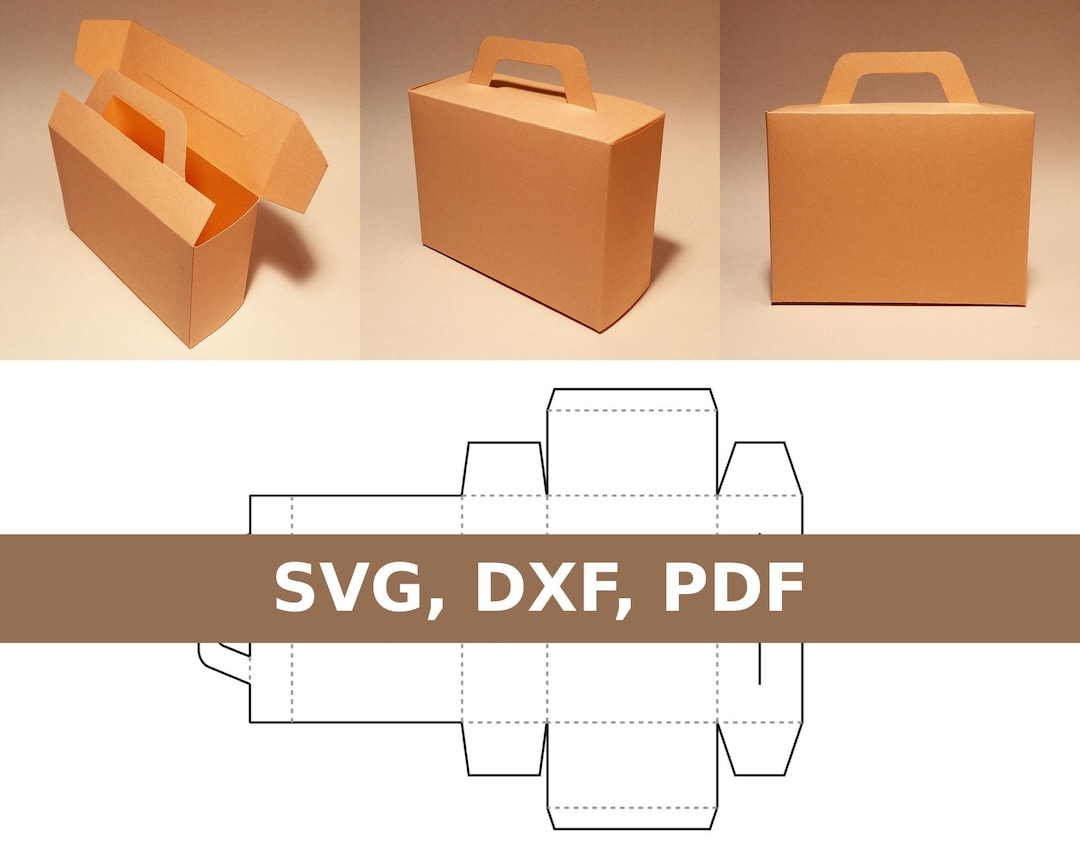 Briefcase Box Template, Gift Box With Handle, SVG, PDF, Cricut ...