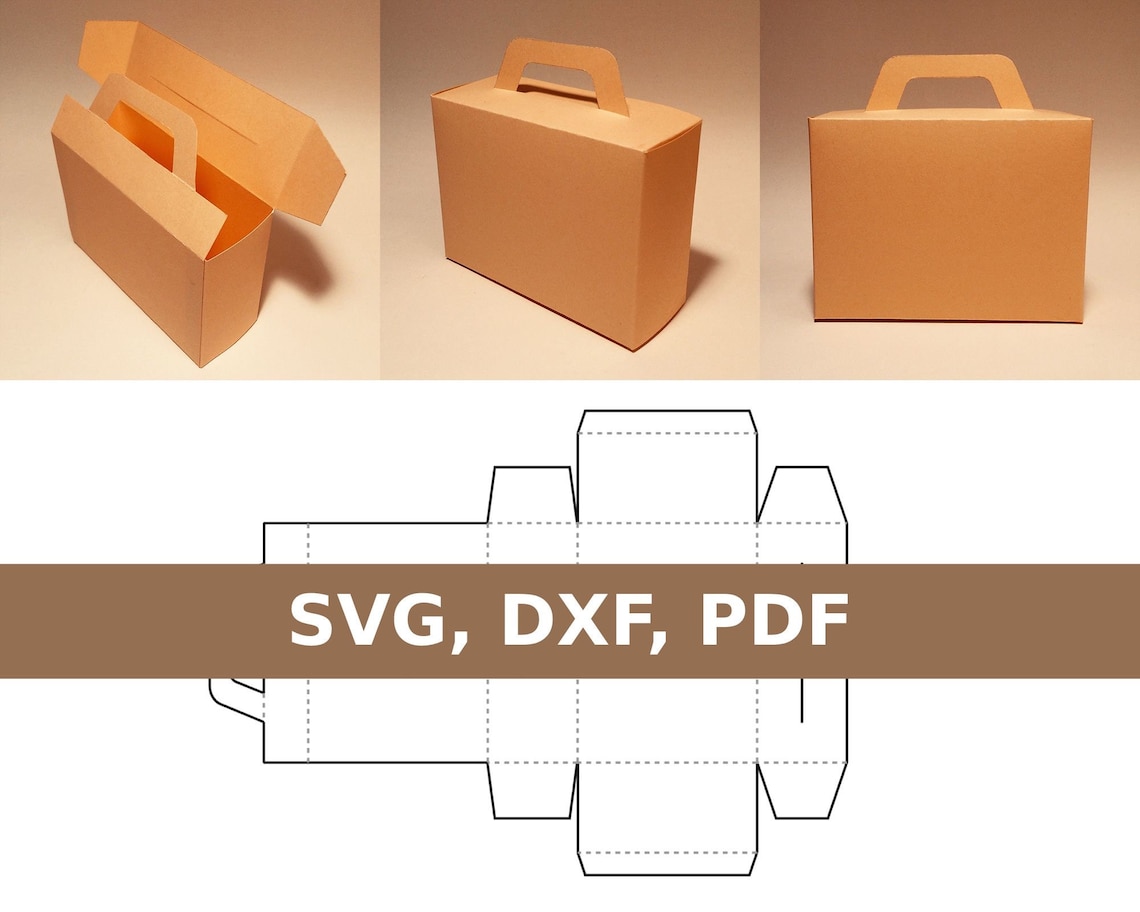Briefcase Box Template, Gift Box With Handle, SVG, PDF, Cricut ...