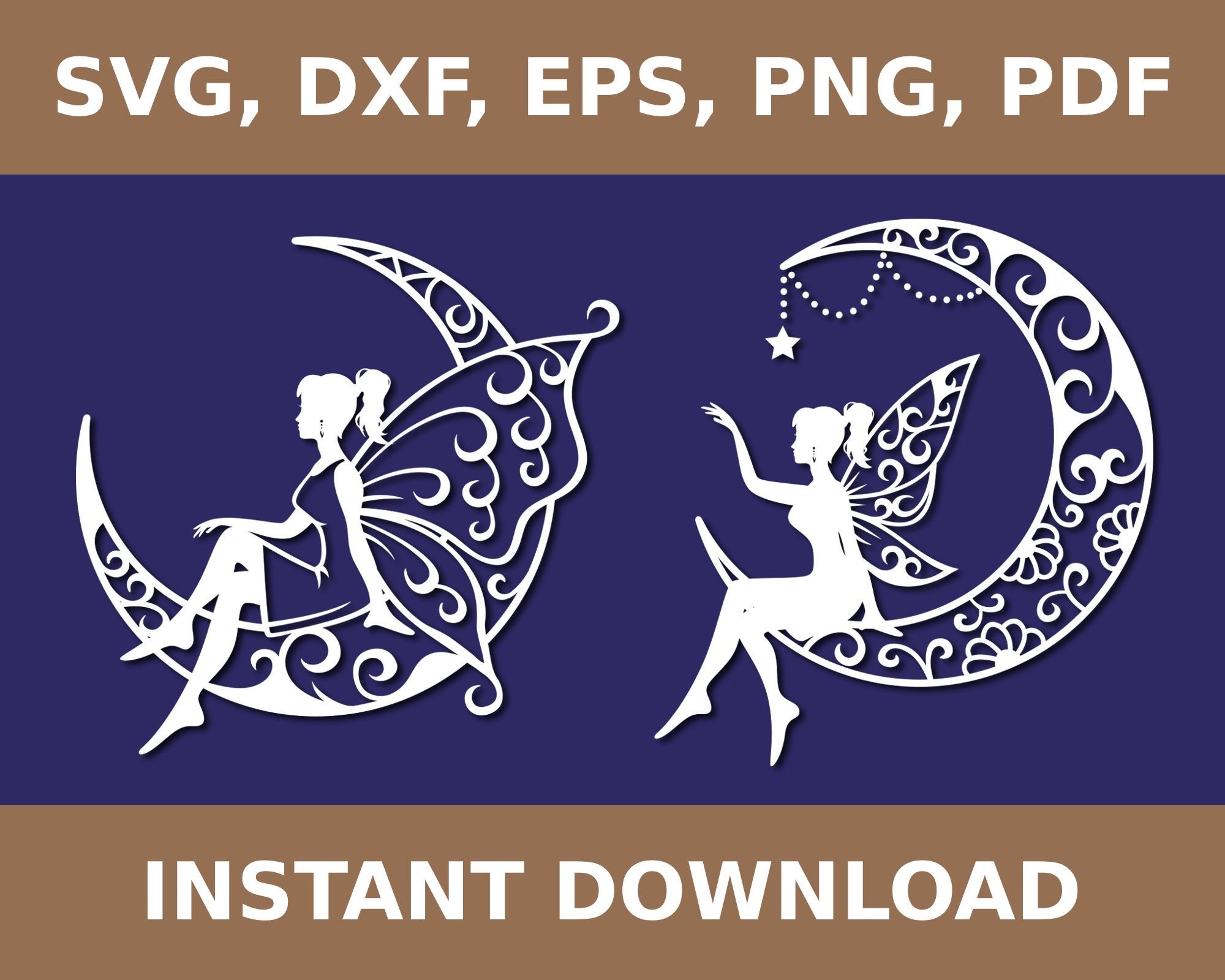 Crescent Moon Fairy Svg, Moon Fairy Dxf, Moon Fairy Png, Moon Fairy ...