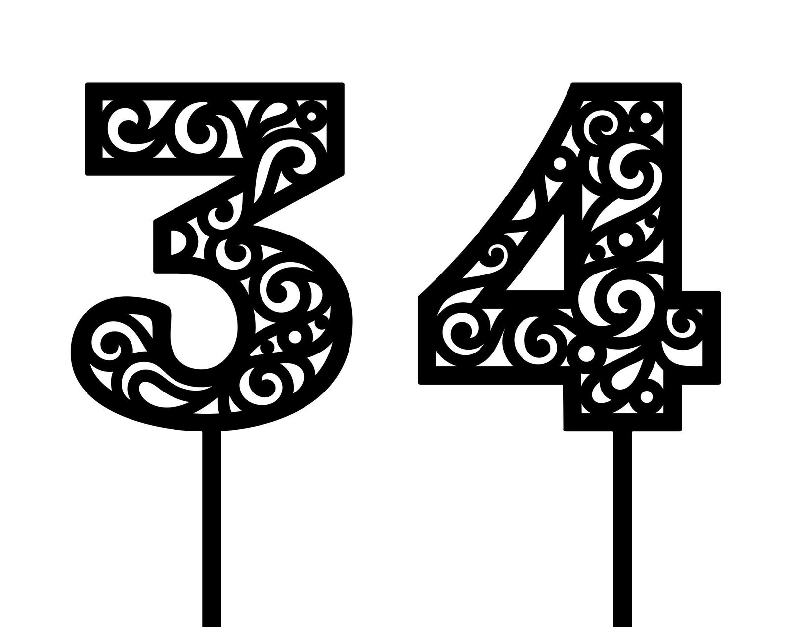 Cake Topper Svg, Shaker Topper Numbers, Cake Toppers Template, Cake ...