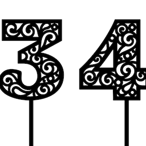 Cake Topper Svg, Shaker Topper Numbers, Cake Toppers Template, Cake ...