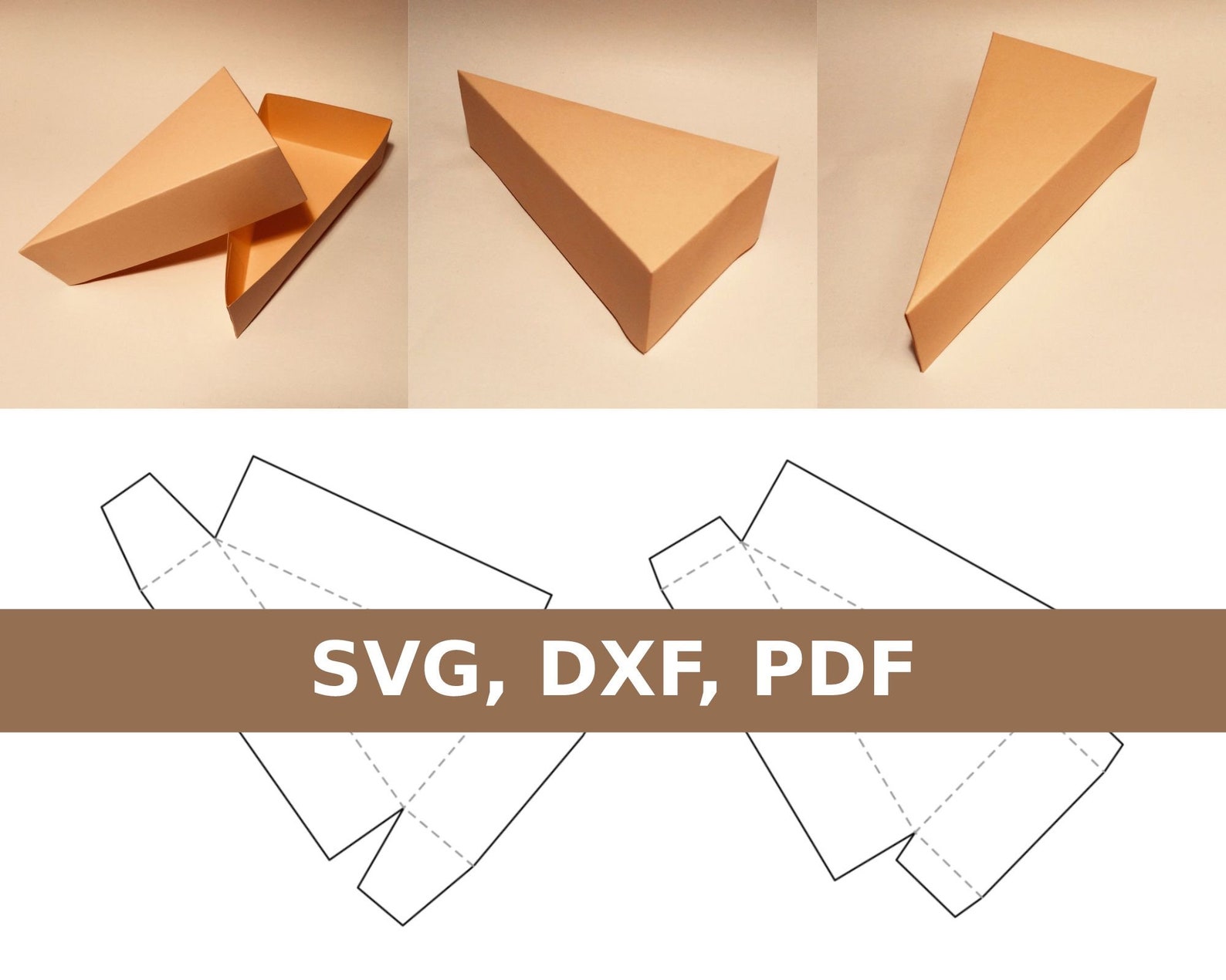 Cake Slice Box Template, Cake Slice Container, Slice of Cake Container ...