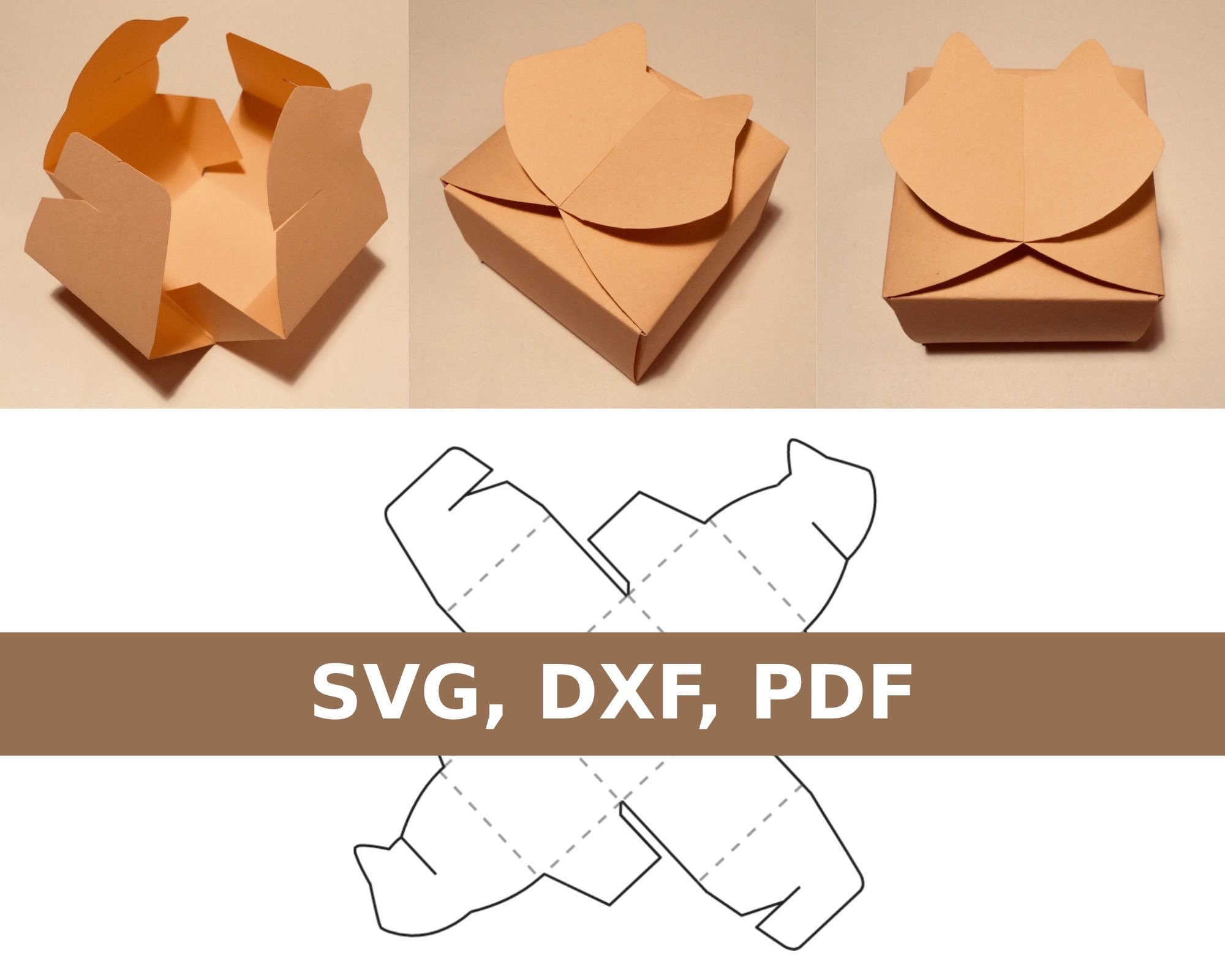 Cat Box Template, Box With Cat, Cat Gift Box, Cat Shaped Box, SVG, PDF ...