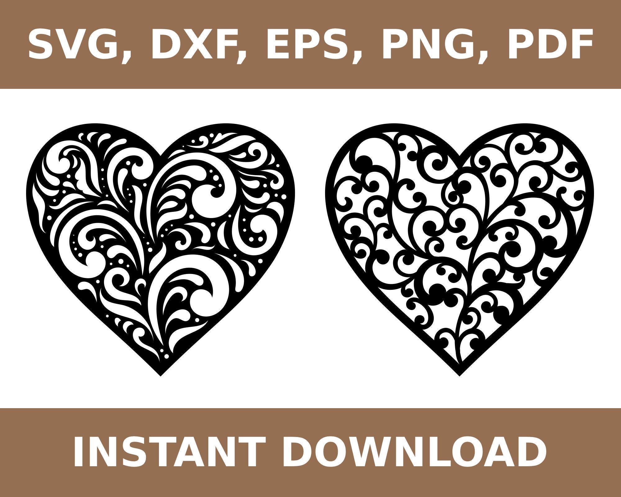 Heart Svg, Heart Dxf, Heart Png, Heart Laser Cut, Heart Cut File, Heart ...