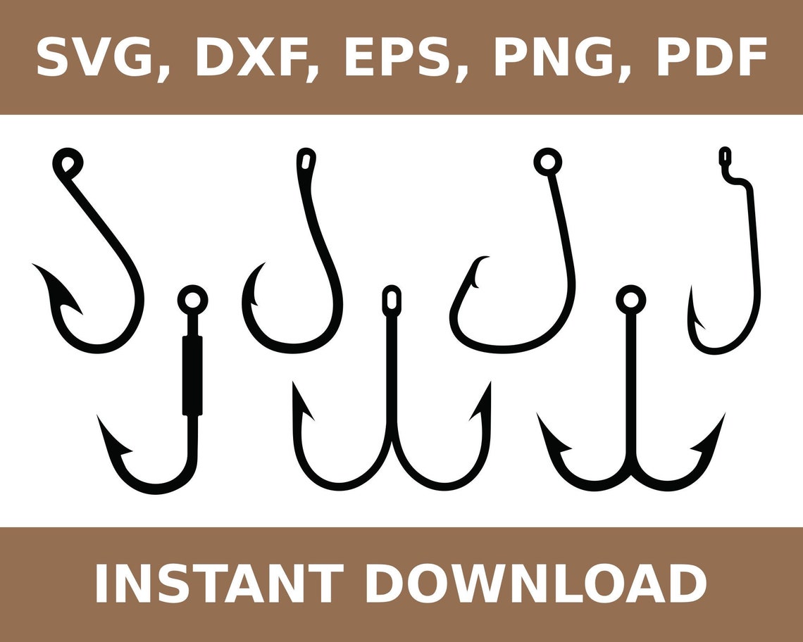 Fish Hook Svg, Fish Hook Dxf, Fishing Hook Dxf, Fish Hook Cut File ...