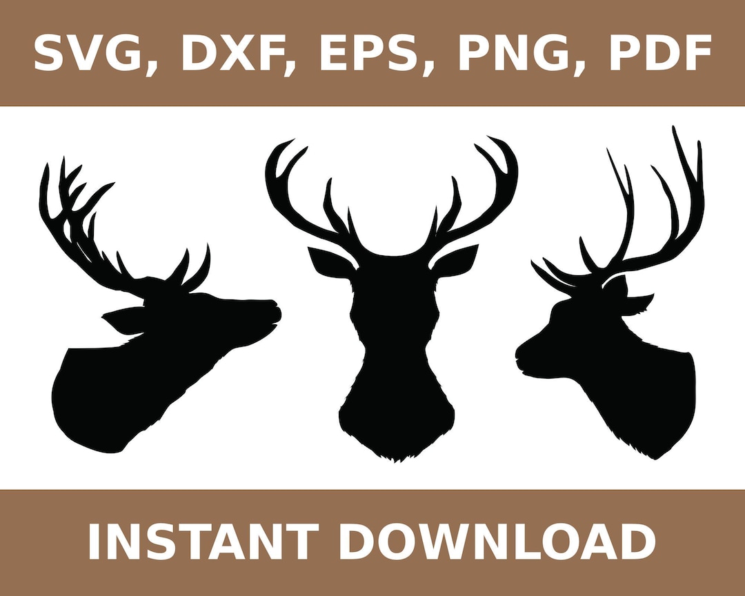 Deer Head Svg, Deer Head Dxf, Stag Head Dxf, Deer Head Template, Deer ...
