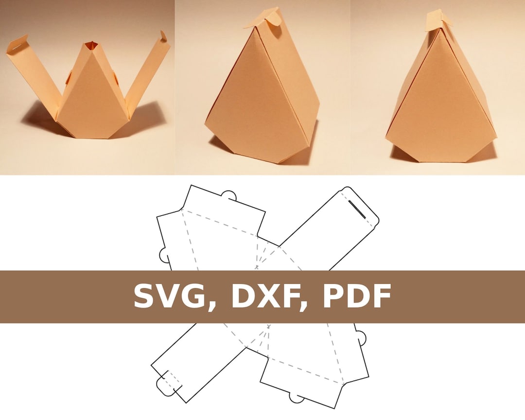 Cone Box Template, Pyramid Box, Sandwich Box, Gift Box, Flower Box, SVG ...