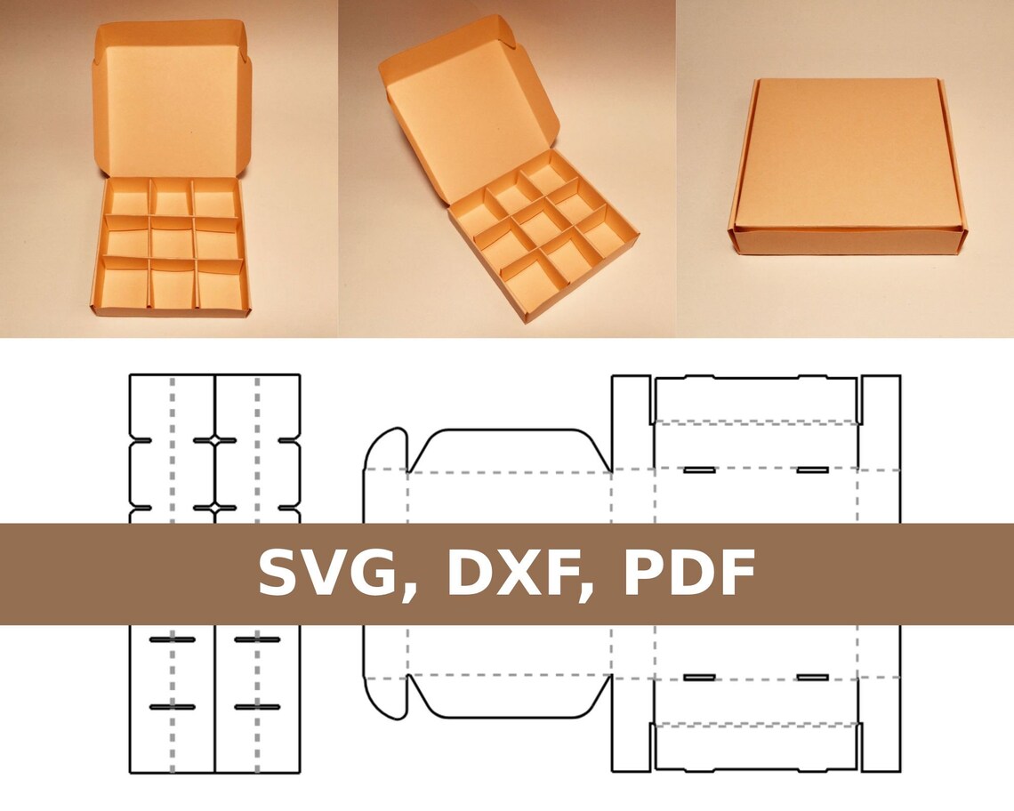 Flat Box With Dividers Template, Box With Insert, Box With Inlay, Box ...
