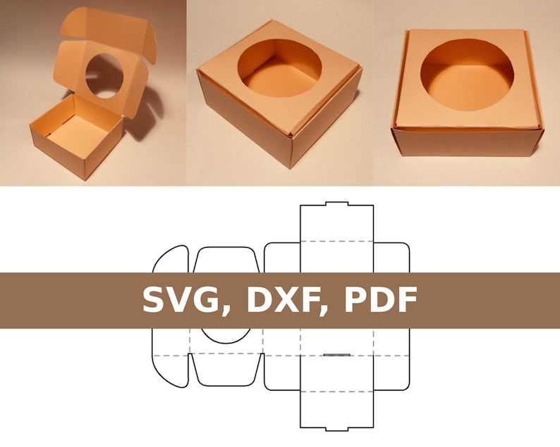 Cake Box With Window Template, Pastry Box With Window, Bakery Box With ...