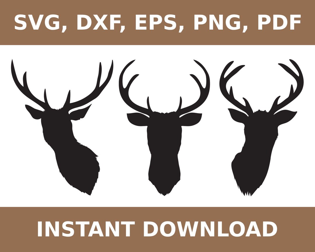 Deer Head Svg, Deer Head Dxf, Stag Head Dxf, Deer Head Template, Deer ...